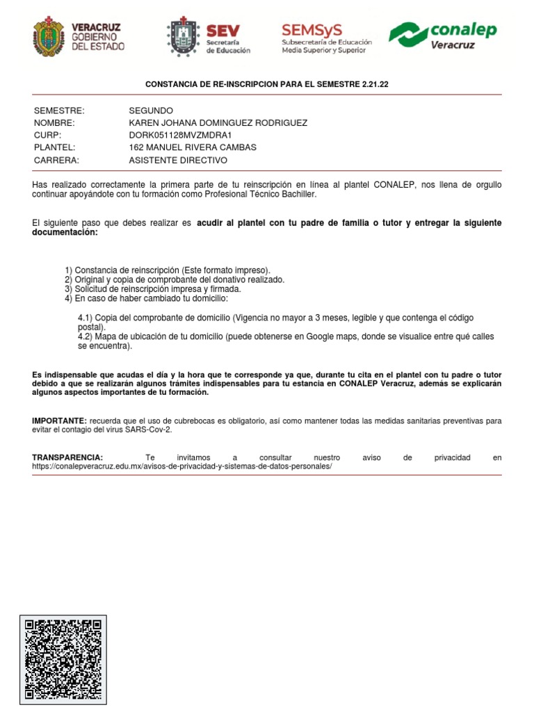 Constancia Conalep | PDF