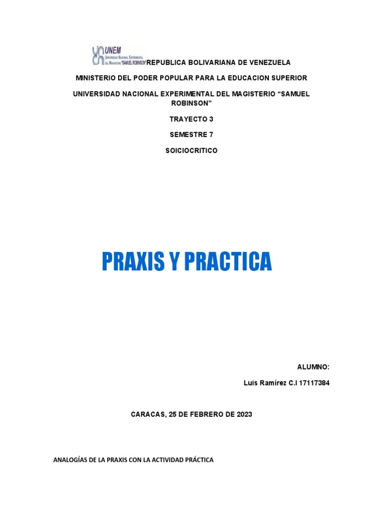 Praxis y Practica | PDF | Karl Marx | Aprendizaje