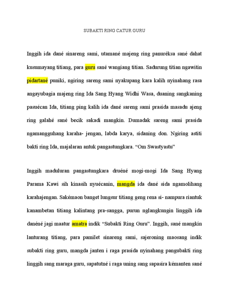 Dharma Wacana - Subakti Ring Catur Guru | PDF | Seni & Disiplin Bahasa | Pengembangan Diri