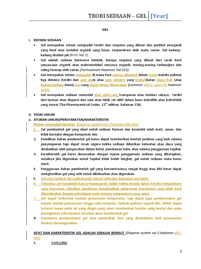 Teori Sediaan Gel | PDF