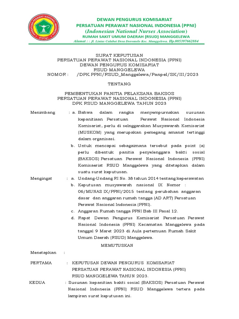 SK Panitia Baksos 2023 | PDF | Kesehatan Holistik