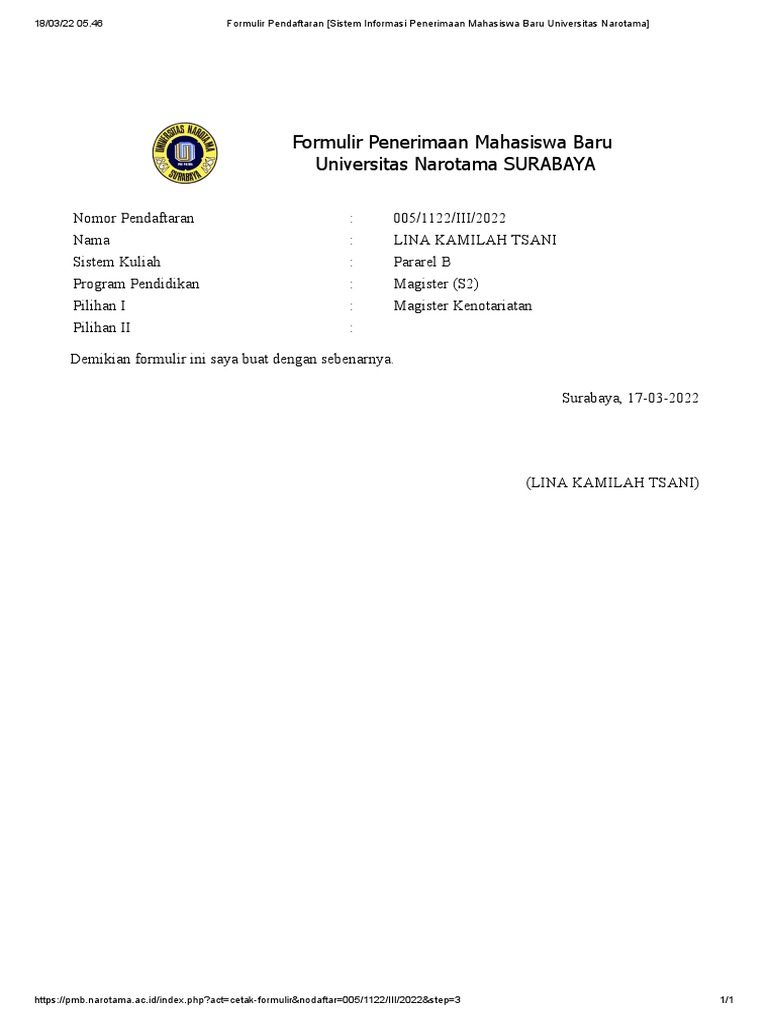 Formulir Pendaftaran (Sistem Informasi Penerimaan Mahasiswa Baru ...