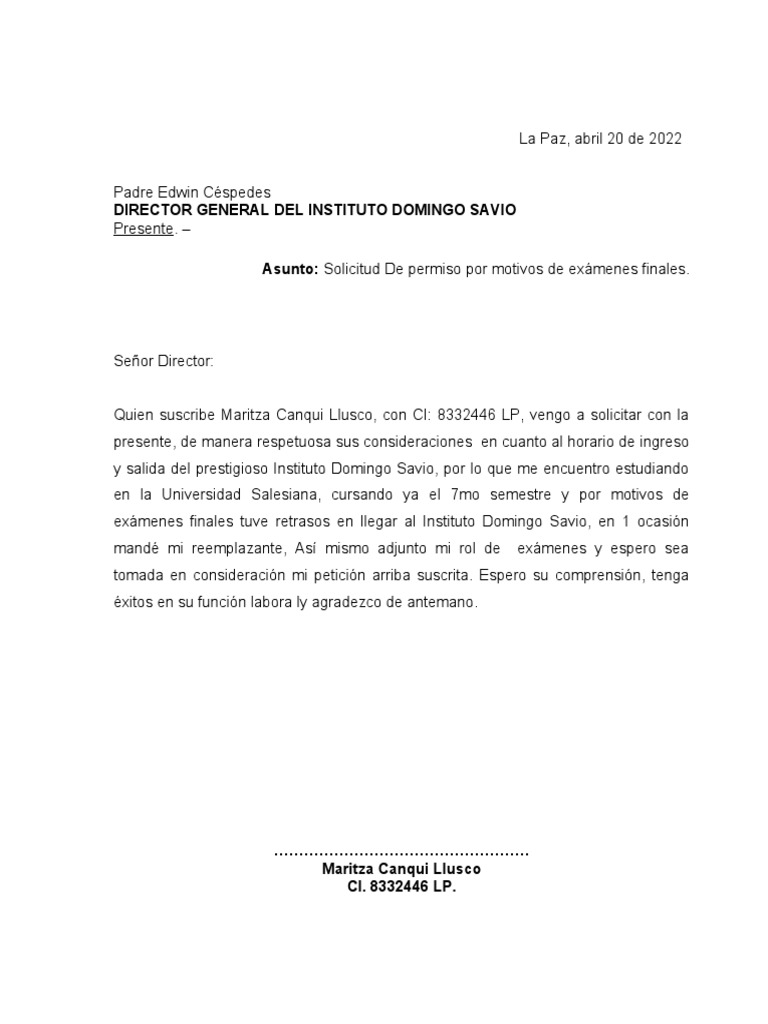 Carta de Solicitud 1 | PDF