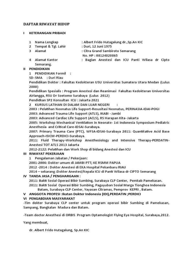 CV DR Albert | PDF | Sains & Matematika