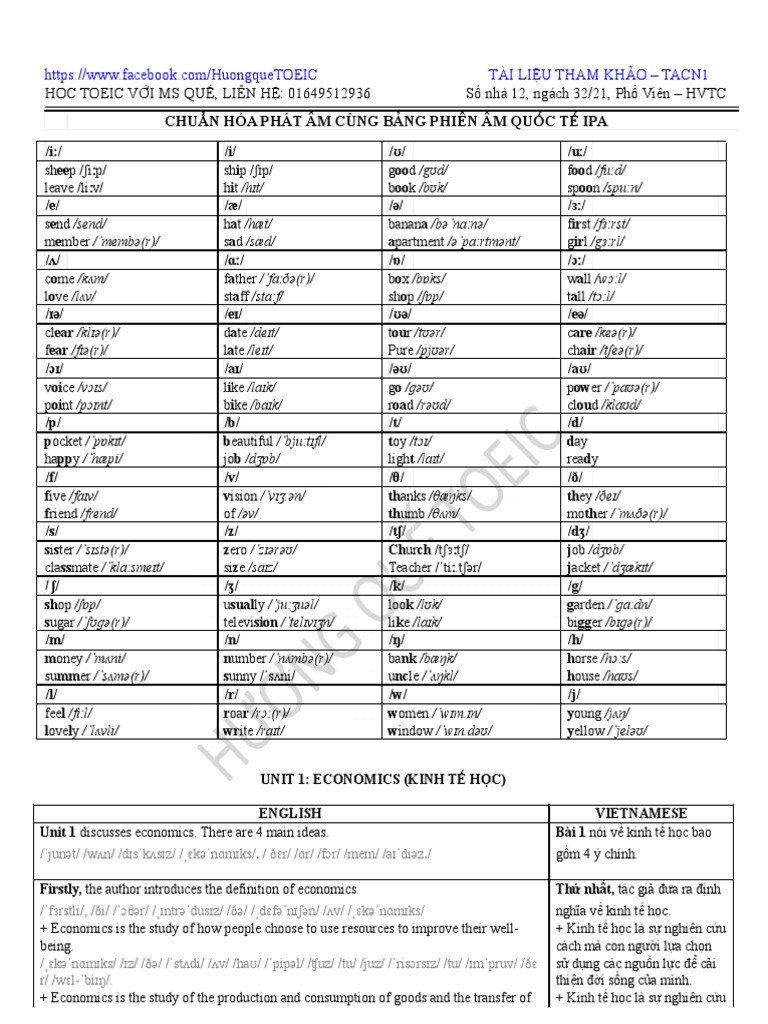 TACN1 (Phiên Âm IPA) | PDF