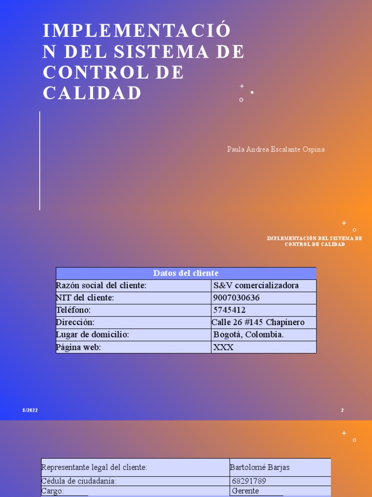 Implementación Del Sistema de Control de Calidad | PDF | Análisis FODA ...