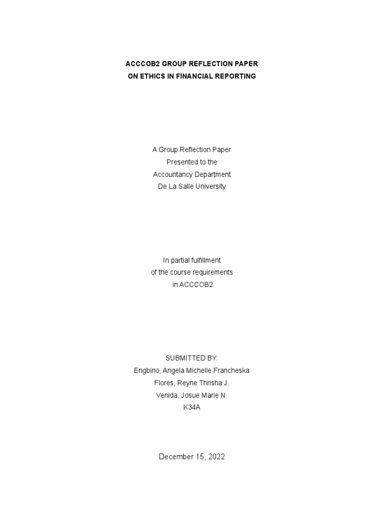 ACCCOB2-Ethics Reflection Paper PDF | Download Free PDF | Reputation ...
