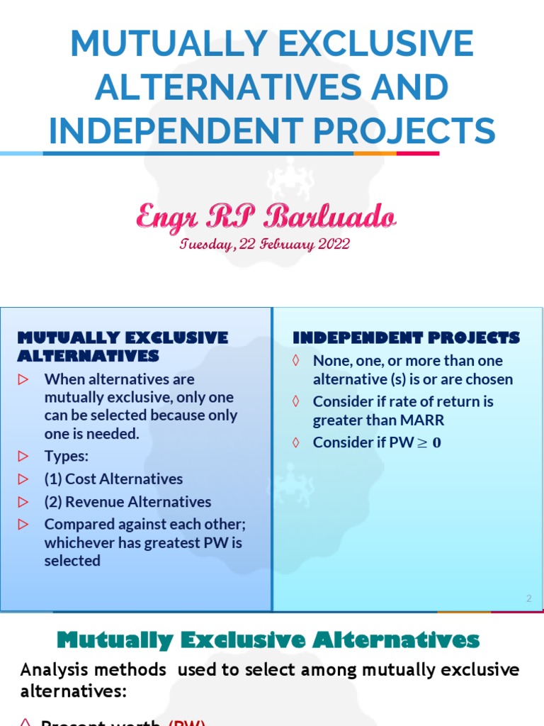 1 Mutually Exclusive and Independent Projects | PDF | Investing | Trade