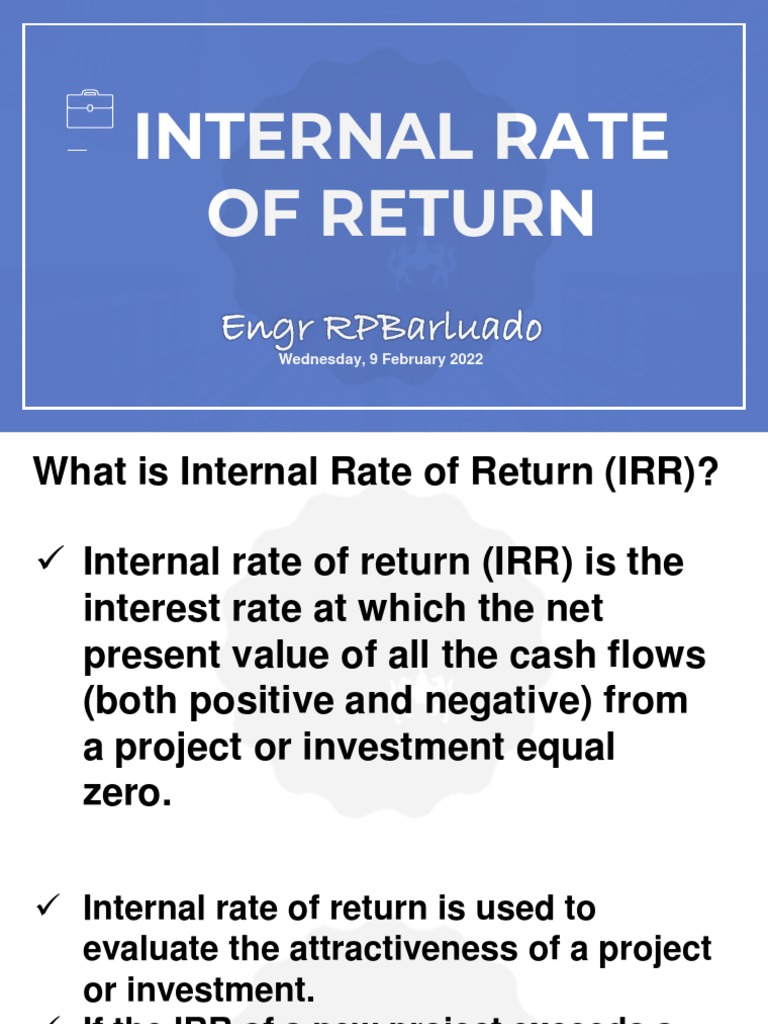 IRR Guide for Finance Professionals | PDF | Internal Rate Of Return ...