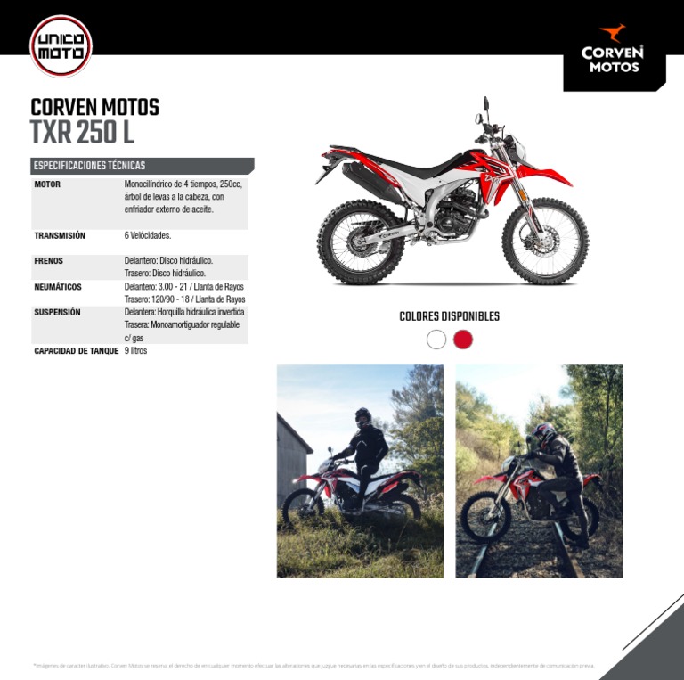 Ficha Técnica Corven TXR 250 L | PDF