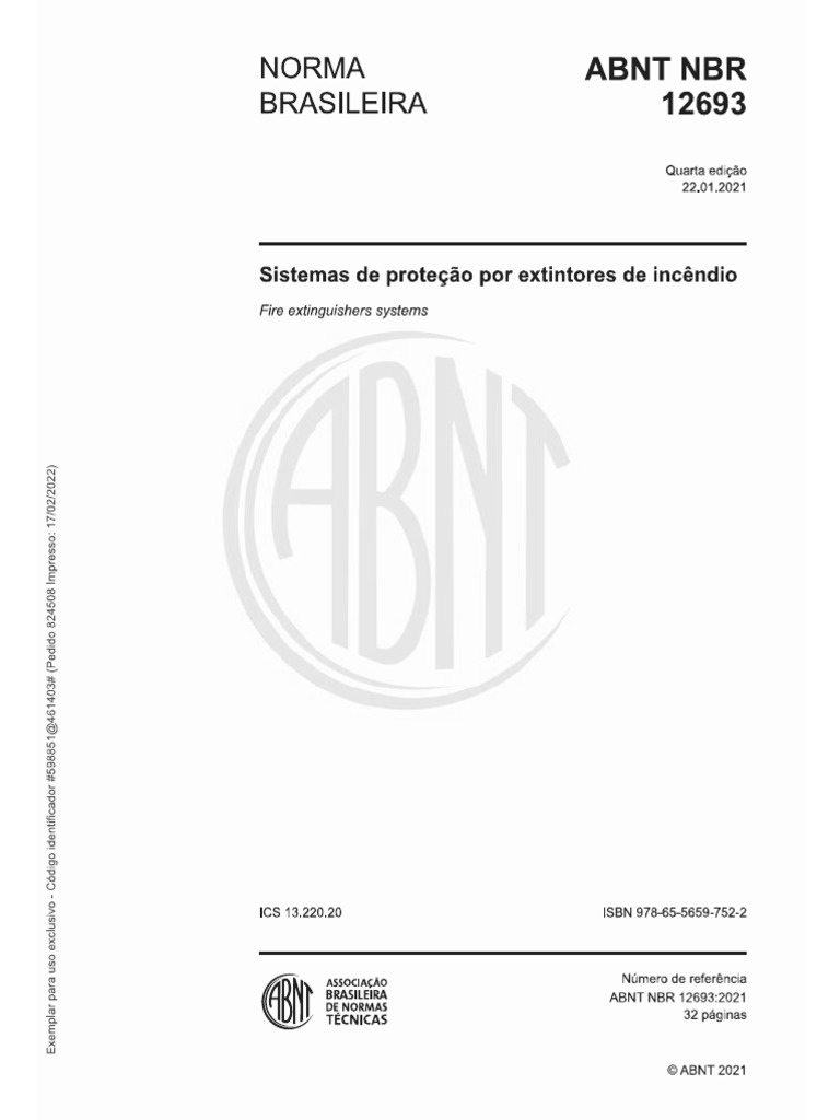 NBR 12693 - 2021 - Extintores - Atualizada PDF | PDF