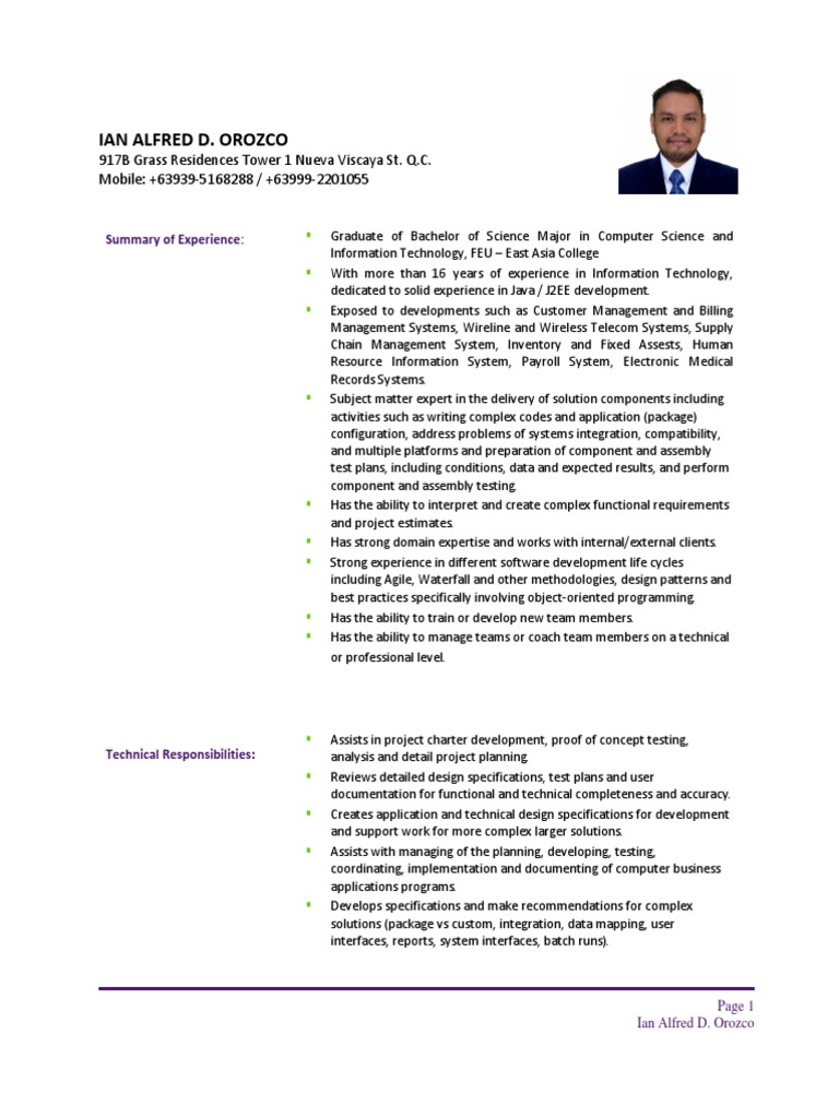 Ian Alfred Orozco CV - Latest PDF | PDF | Spring Framework | World Wide Web
