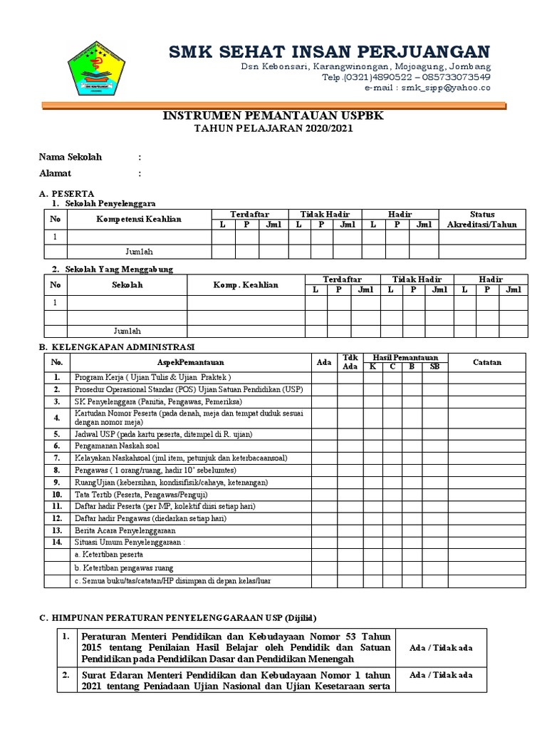 Instrumen Pemantauan Uspbk | PDF