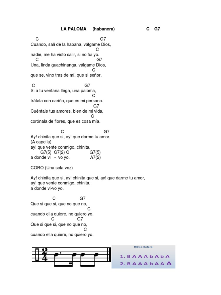 Letra y acordes de "La Paloma" | PDF