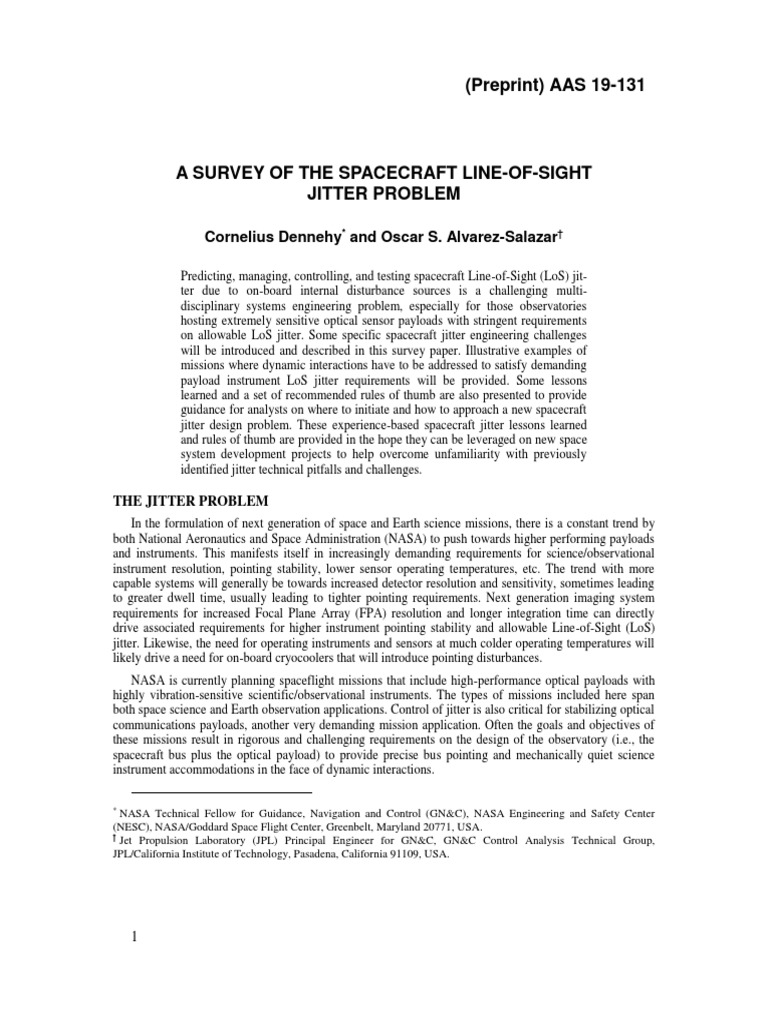 A Survey of The Spacecraft Line-Of-Sight Jitter Problem | PDF | Hubble Space Telescope ...