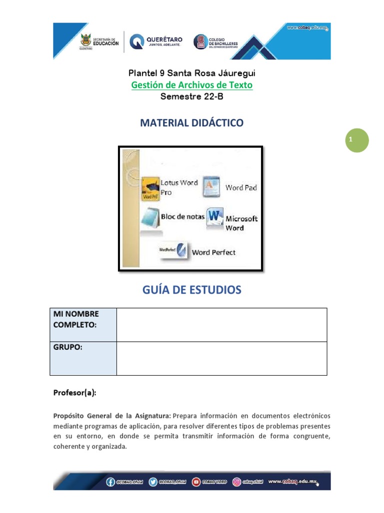 1.guía Bloque I - Gestión de Archivos de Texto | PDF | Procesador de textos | Archivo de computadora