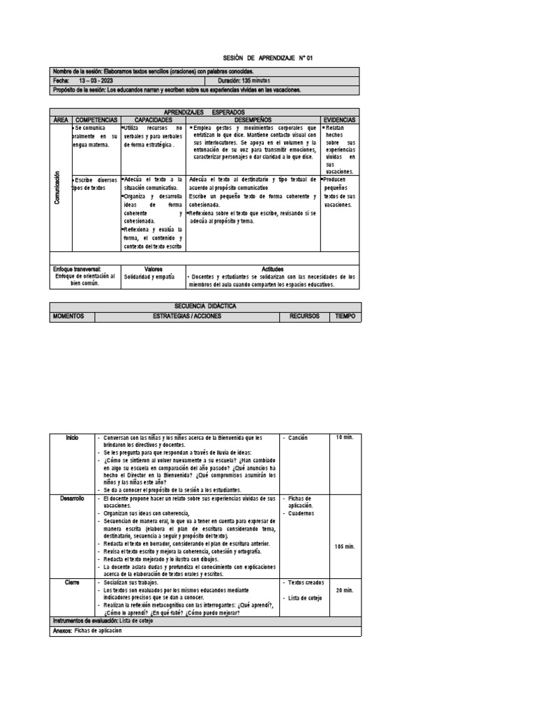 Sesión de Aprendizaje N | PDF | Enseñando | Aprendizaje