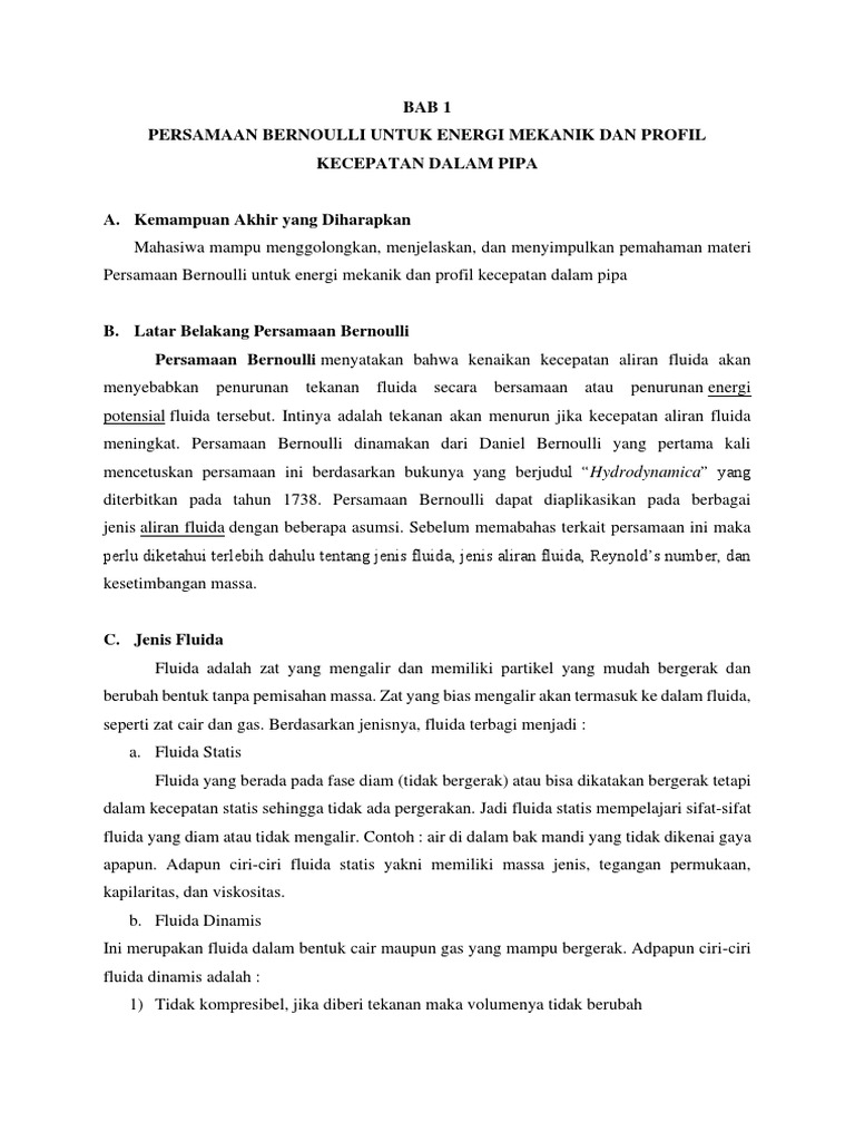 BAB 1 Persamaan Bernoulli | PDF