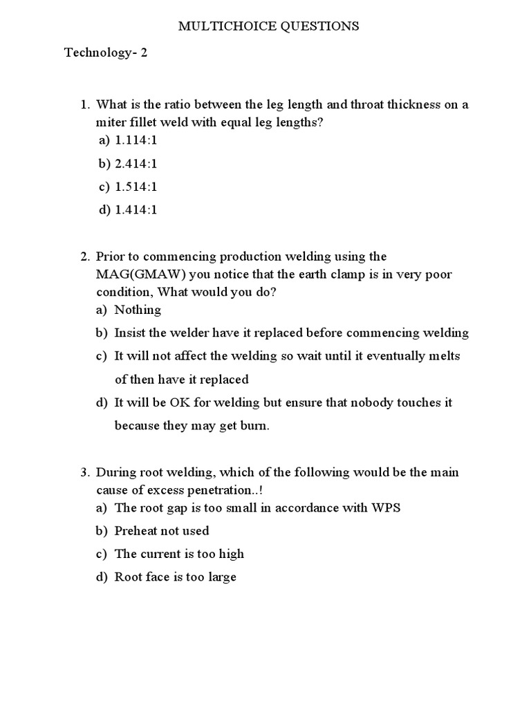 Practice 5 - Questions - CSWIP | PDF | Construction | Welding