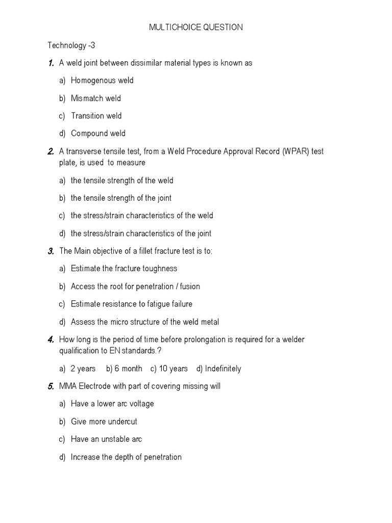 Practice 6 - Questions - CSWIP | PDF | Construction | Welding