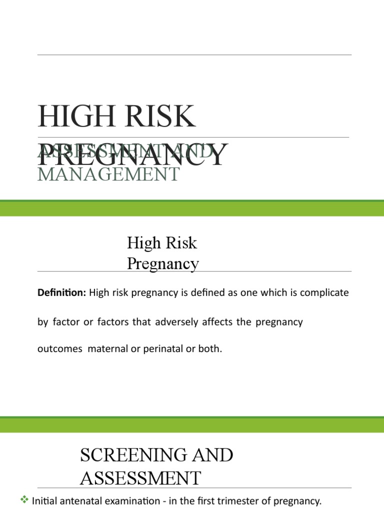 High Risk Pregnancy Assessment and Management | PDF | Pregnancy ...