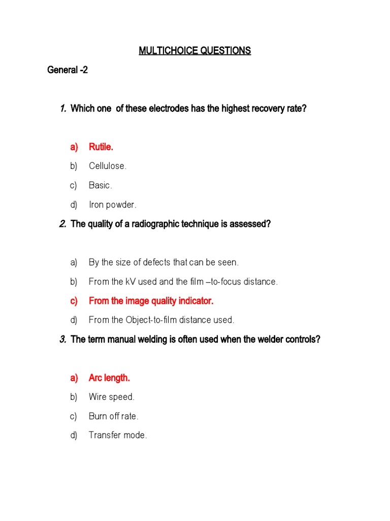 Welding Exam Prep Questions | PDF | Construction | Welding
