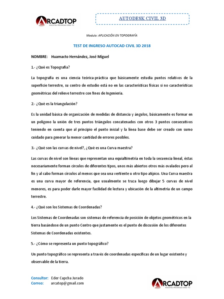 1.1. - Test - Del - Curso - AutoCAD - Civil - 3D - (RESUELTO) | PDF ...