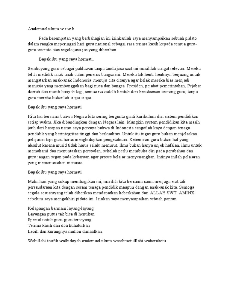 Contoh Pidato Hari Guru | PDF