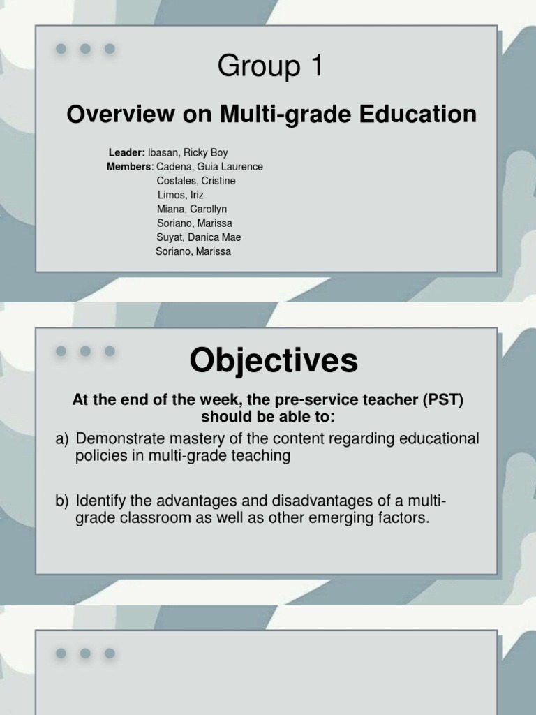 Multi-Grade Education Overview | PDF | Teachers | Classroom