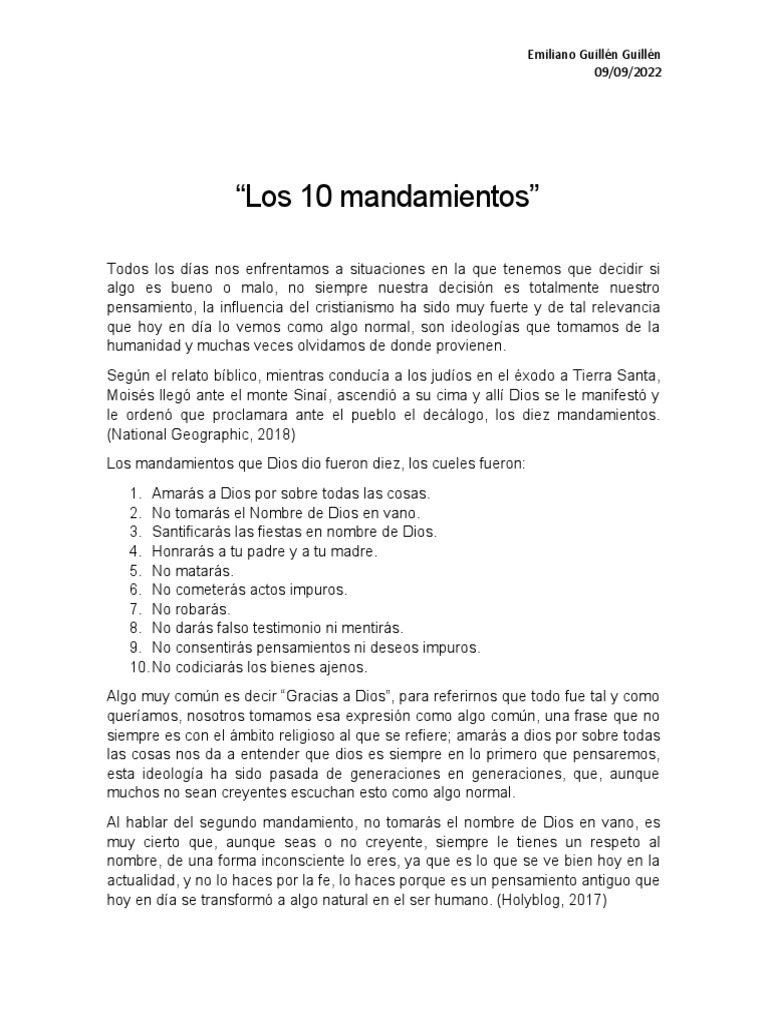Los 10 Mandamientos | PDF | Diez Mandamientos | Pascua de Resurrección