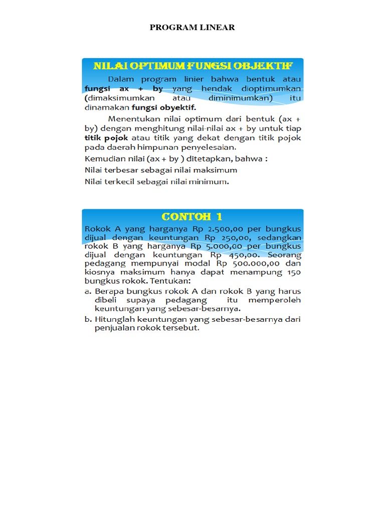 Program Linear PDF | PDF