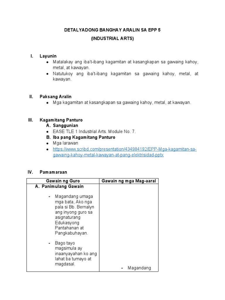 Detailed Lesson Plan in EPP - SENO, BERNALYN - BEED2-A | PDF