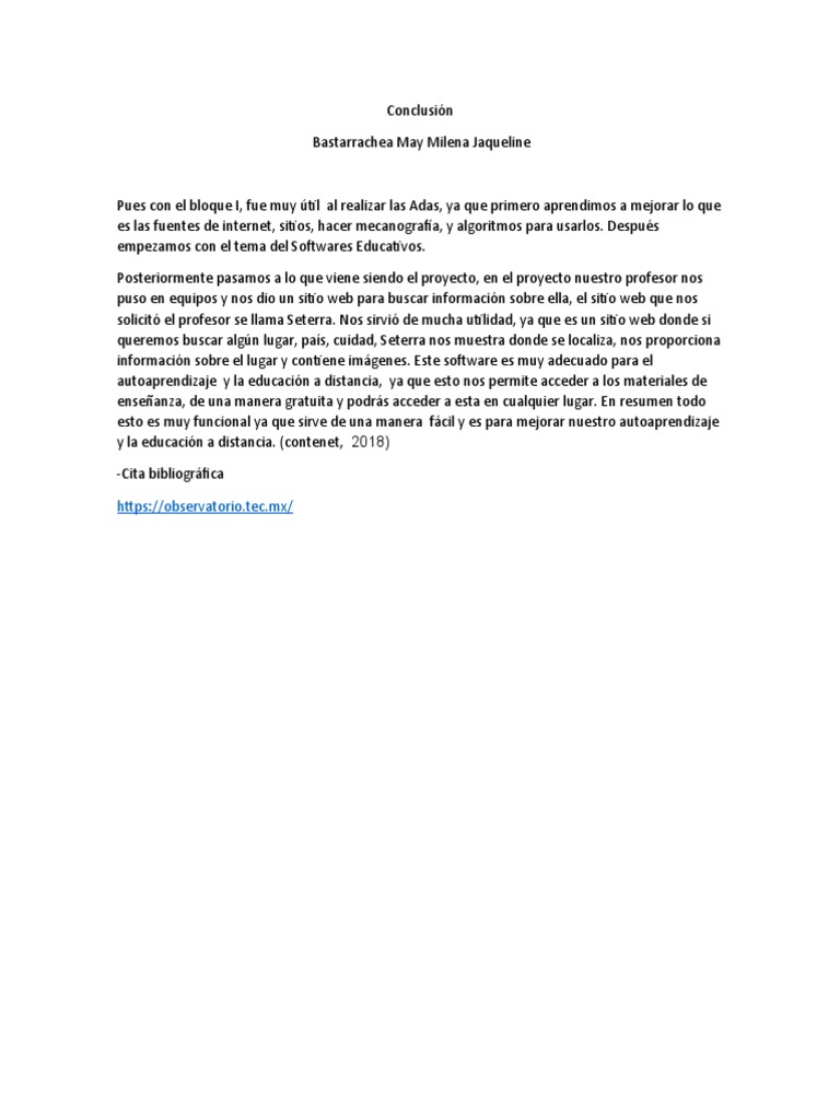 Conclusion Proyecto Informatica Jaqueline | PDF