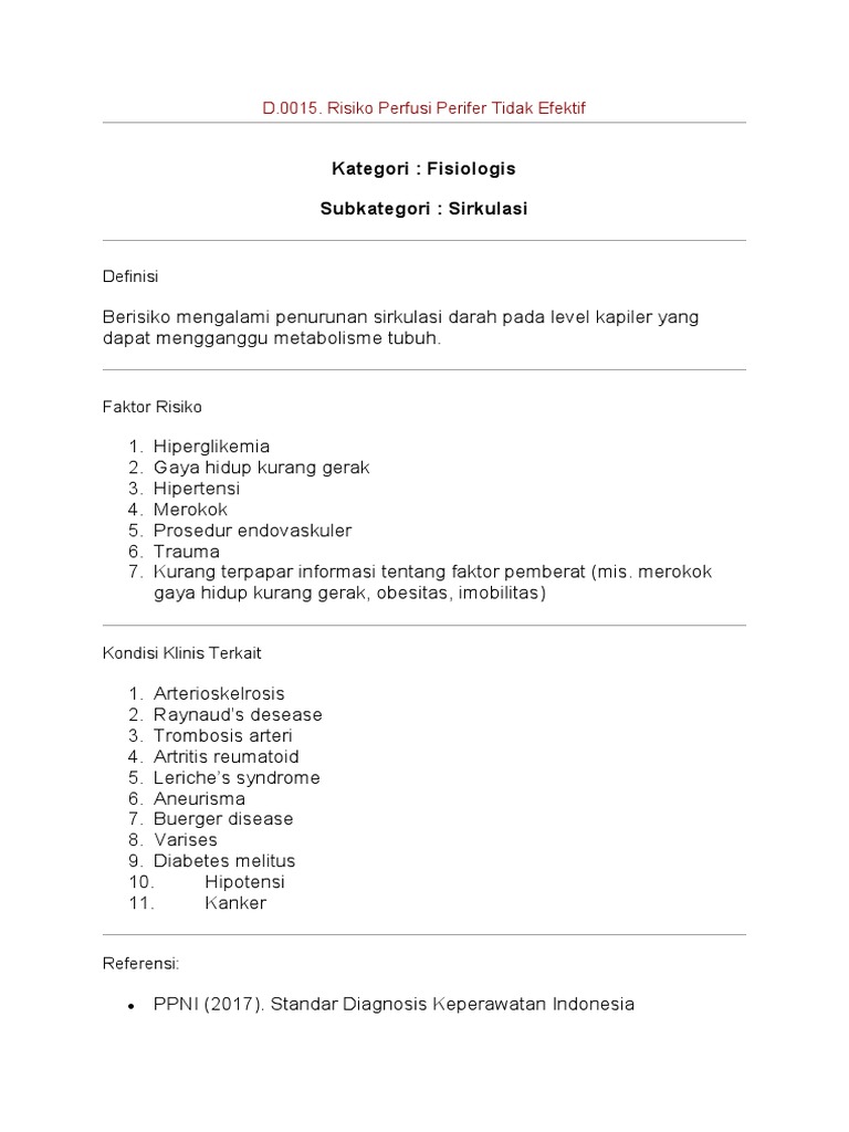 Risiko Perfusi Perifer Tidak Efektif | PDF