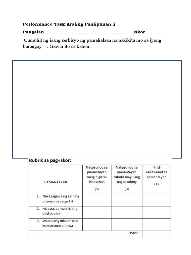 PERFORMANCE TASK ARALING PANLIPUNAN Q3-Print Pa | PDF
