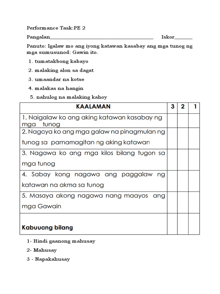 Performance Task Pe Q3 | PDF