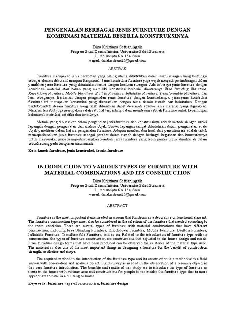 Pengenalan Jenis Furniture | PDF