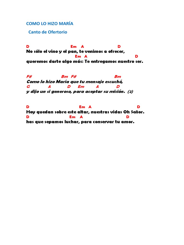 Como Lo Hizo María ACORDES PDF | PDF