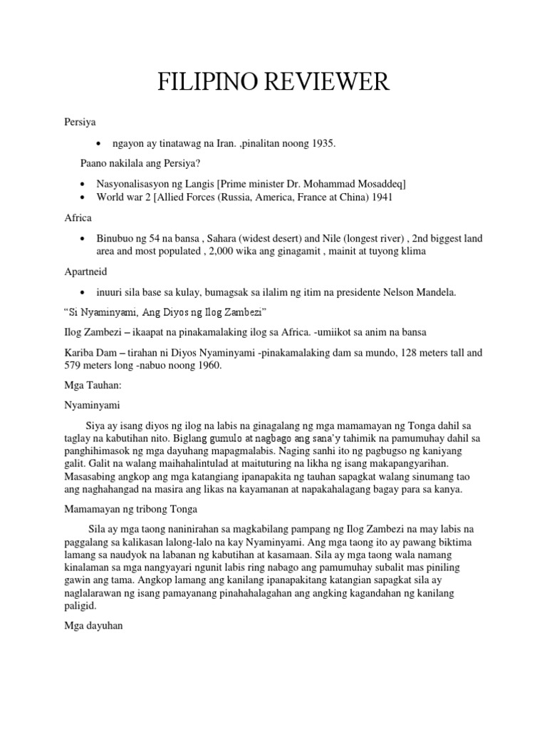 Filipino Reviewer 1 PDF | PDF