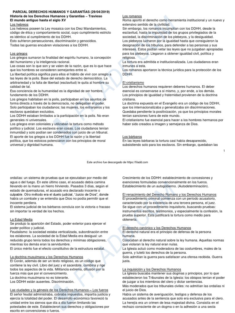 Parcial Derechos Humanos y Garantias | PDF | Derechos humanos | Autodeterminación