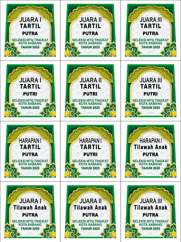 Desain Stiker Piala MTQ 2023 | PDF