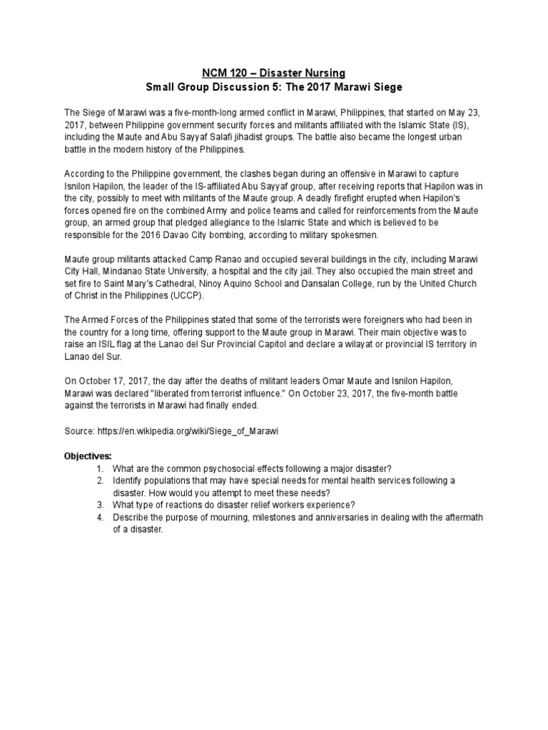 Group 6 SGD Marawi Siege | PDF | Mental Disorder | Grief