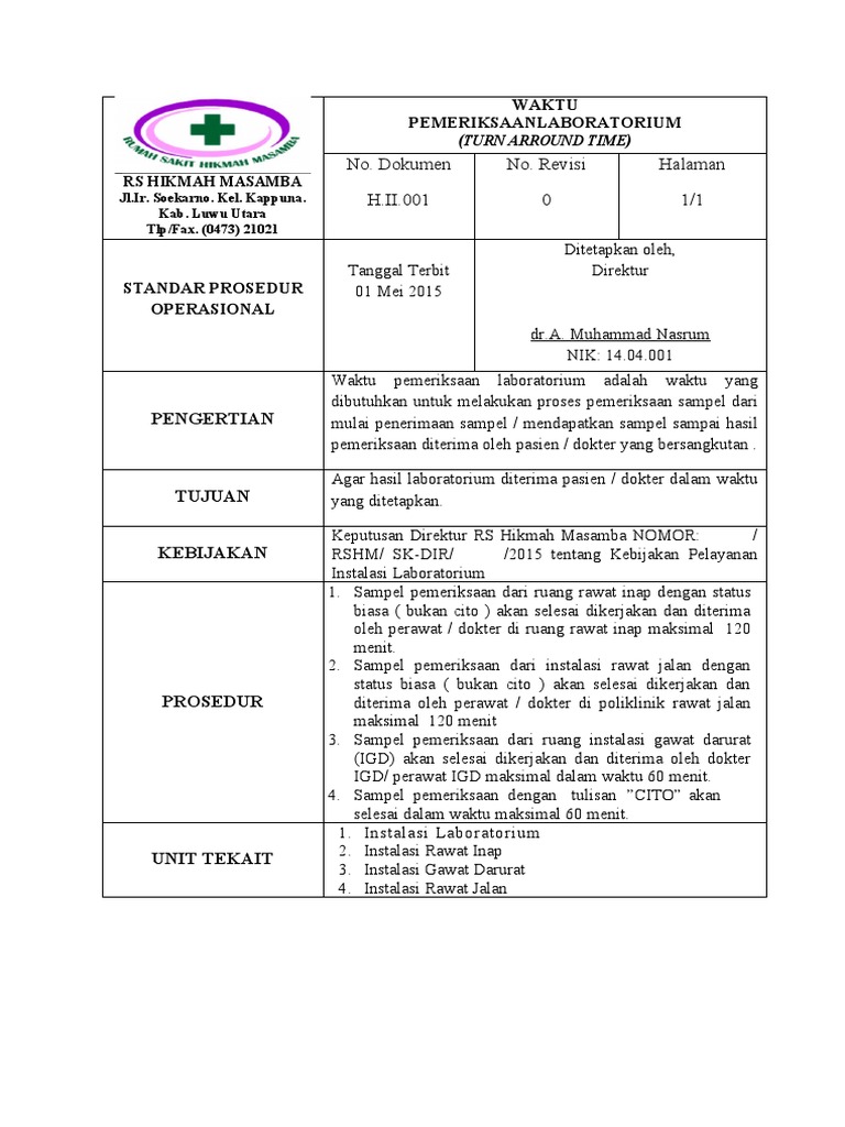 Sop Laboratorium | PDF
