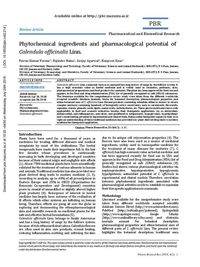 Phytochemical Ingredients and Pharmacological Potential of | PDF | Antioxidant | Flavonoid