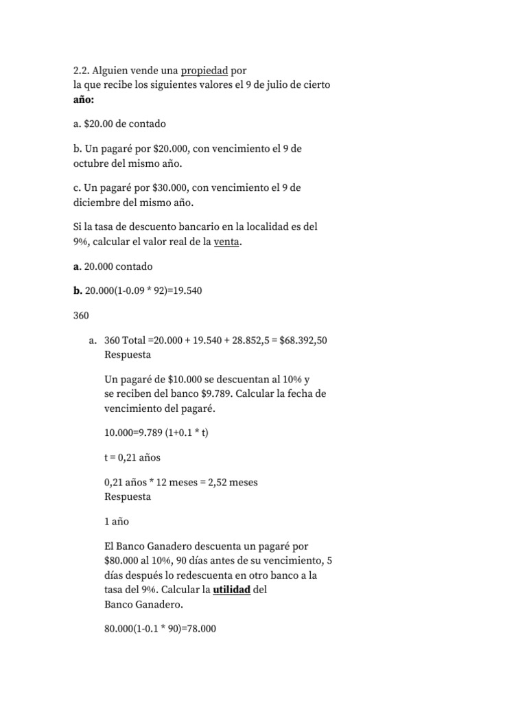 Interes Simple 2 | PDF