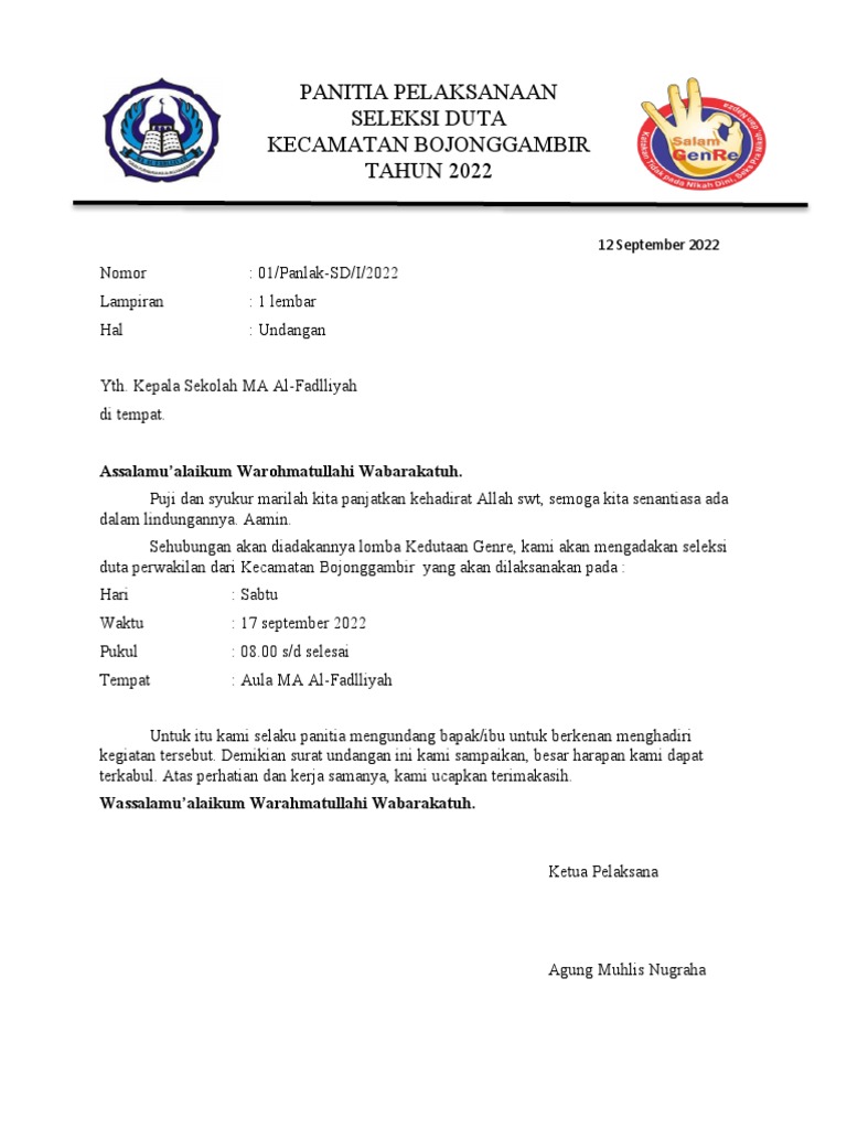surat undangan duta | PDF