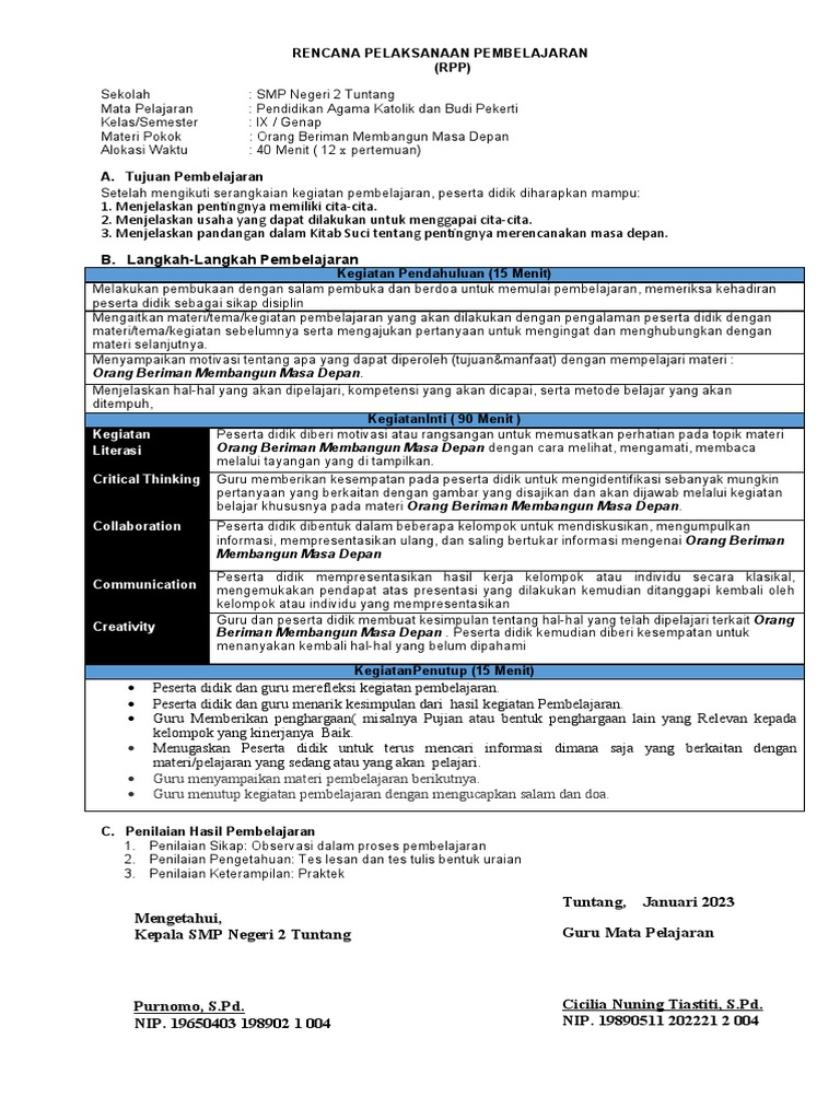 5 - RPP 1 Lembar Kls 9 Semester 2 - WWW - Kherysuryawan.id | PDF