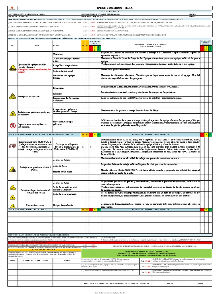 Formato #04 IPERC Continuo Mina - v.05 | PDF