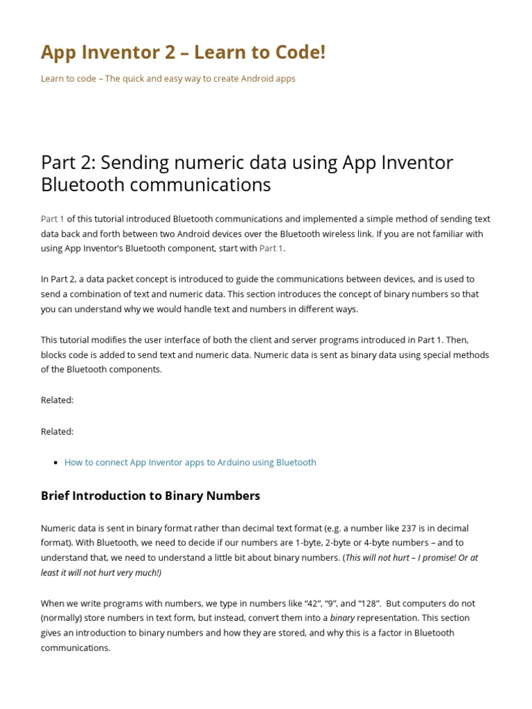 Sending Numeric Data Using App Inventor Bluetooth Communications | PDF ... Sending Numeric Data Using App Inventor Bluetooth Communications | PDF ...