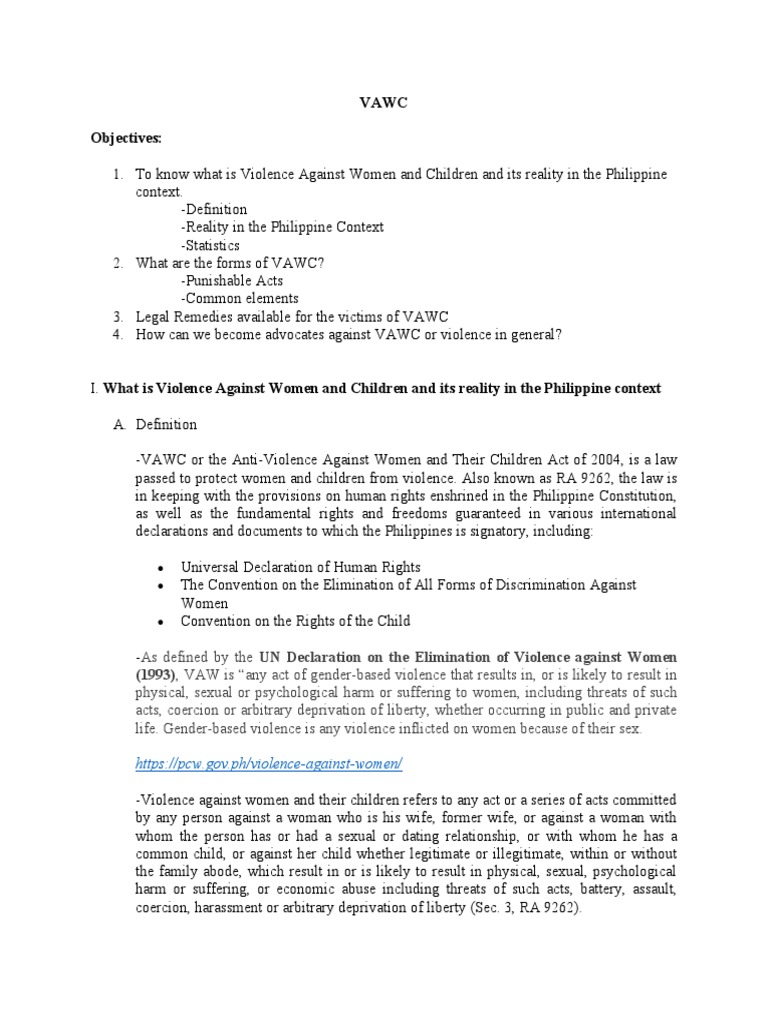 VAWC Discussion | Download Free PDF | Violence | Domestic Violence